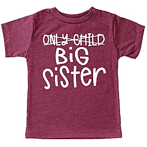 Olive Loves Apple Only Child to Big Sister Sibling Announcement Shirts for Baby and Toddler Girls Sibling Outfits Vintage Burgundy Shirt