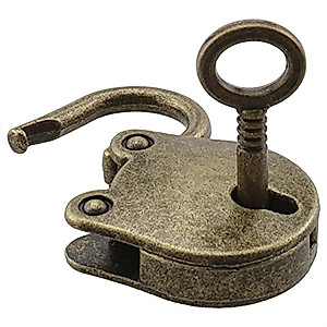 JianLing 2 Sets Mini Antique Bronze Locks and Keys, Retro Vintage Small Metal Padlock Archaize Style Lock Mini Lock with Key (1 Lock + 1 Key)
