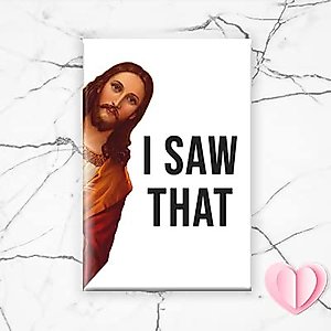 Funny Jesus Magnet For Christmas - I Saw That! Christmas Gift, Stocking Stuffer, Birthday Gift, Funny Fridge Magnet, Refrigirator Magnet