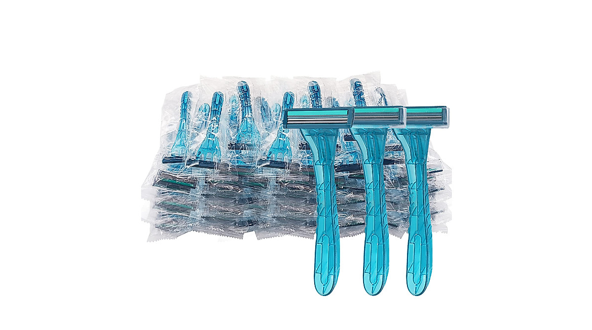 Bulk 100 Disposable Razors - Individually Wrapped for Travel & Hotels