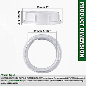 Light Socket Shade Rings,Aluminum Threaded Socket Ring for Medium Base E26 Sockets,Retaining Rings for Glass Lamp Shades/Light Fixtures (4-Pack White Color/For Thread Diameter 1-1/2 Inches)