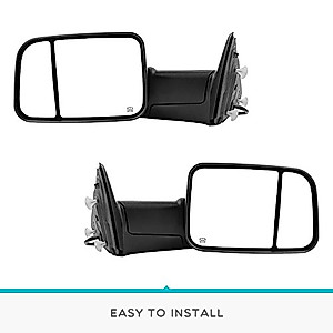 YITAMOTOR Towing Mirrors Compatible with Dodge Ram, 2009-2018 Ram 1500, 2010-2018 Ram 2500 3500 with Power Heated Led Turn Signal Light Puddle Lamp