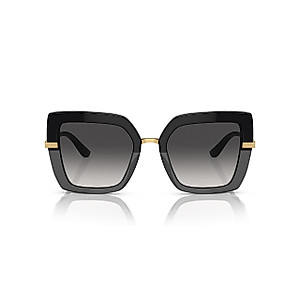 Dolce & Gabbana Modern Rectangular Prism with Arms Sunglasses, Top Black On Transparent Black, 52
