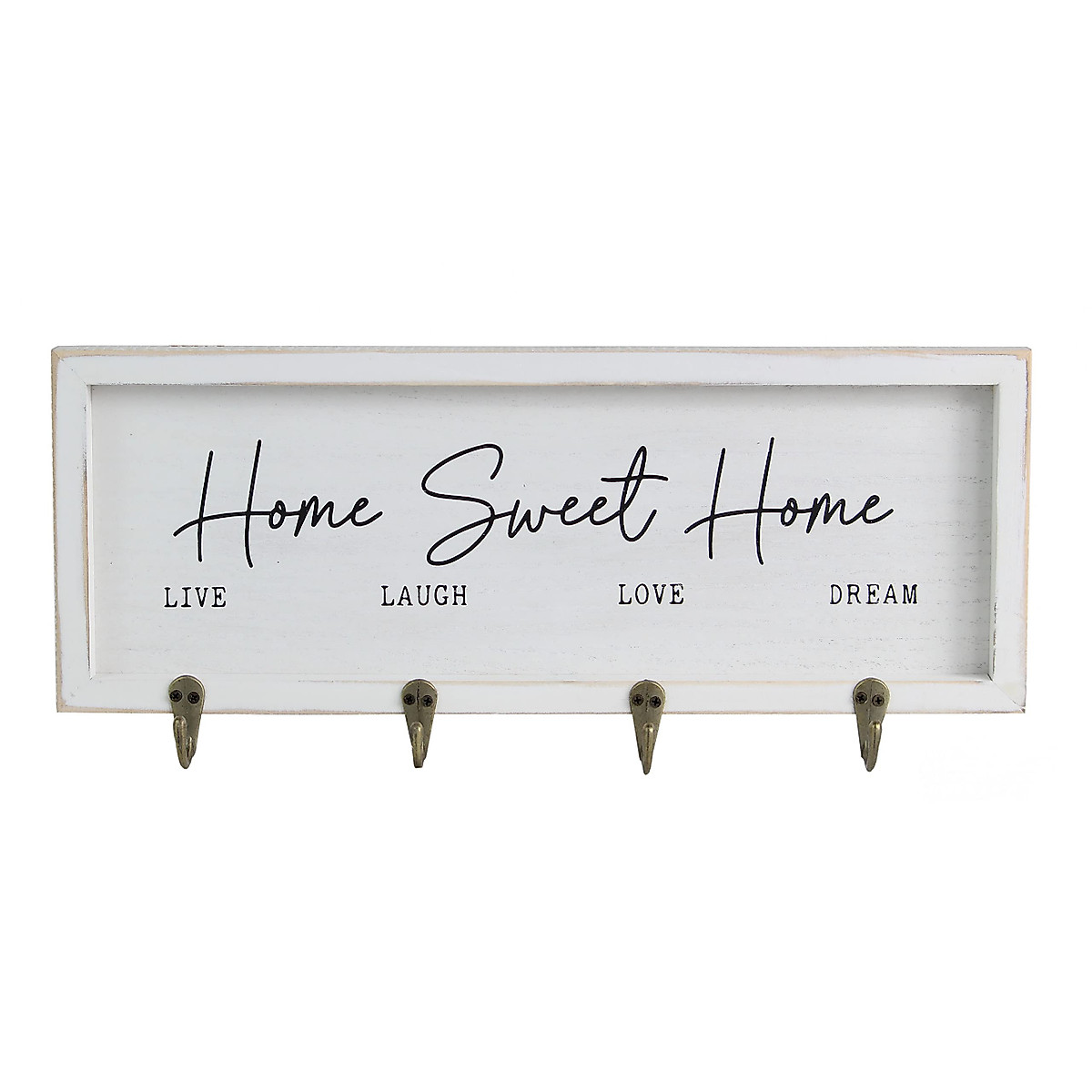 Windy Hill Collection 15" x 8" x 2" Home Sweet Home White 4 Hooks Holder Rack Wall Mounted Sign 107140