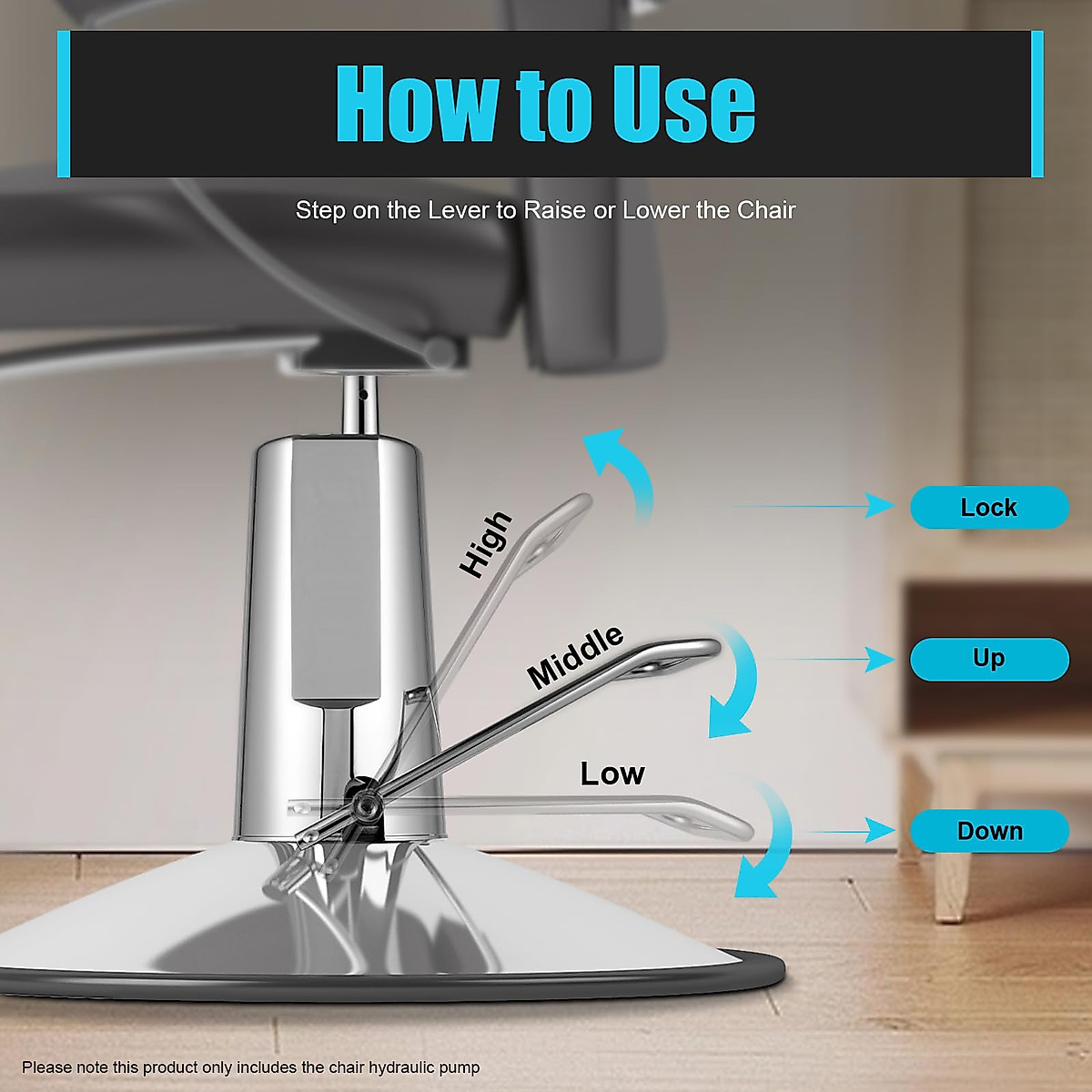 Chair Replacement Hydraulic Pump, 4 Screw Pattern for Bar Beauty Salon Barber Hairdressing Adjustable Height 11cm / 4.3inch & Weight Capacity 440 lbs/200kg