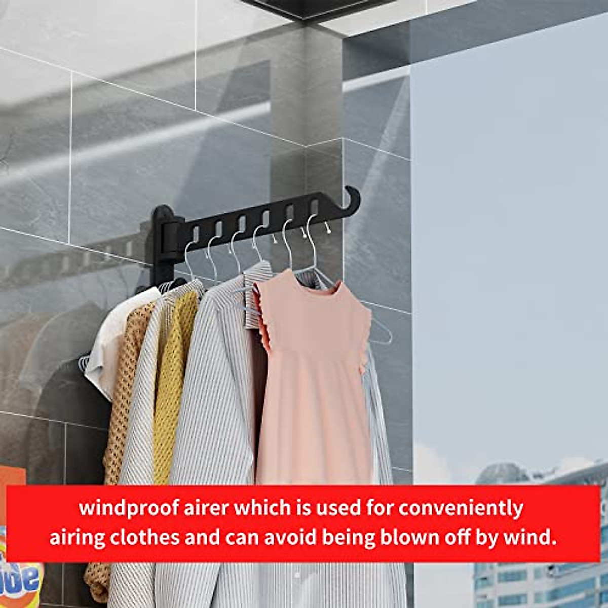 JOOM Laundry Drying Rack Wall Mounted Clothes Drying Rack Clothes Hanger Black