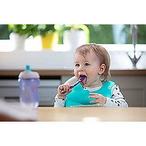 Tommee Tippee Easi-Roll Baby Bib, Crumb & Drip Catcher, Pink & Teal - 7+ Months, 2 Count