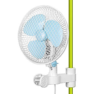 blessny 6" Grow Tent Fan Oscillating for Pole Mount 0.59-1 in, 8 Ft Long Cord Small Clip-on Fan for Home Growing, 20W 2-Speeds 39dB Quiet with Heavy Duty Clamp