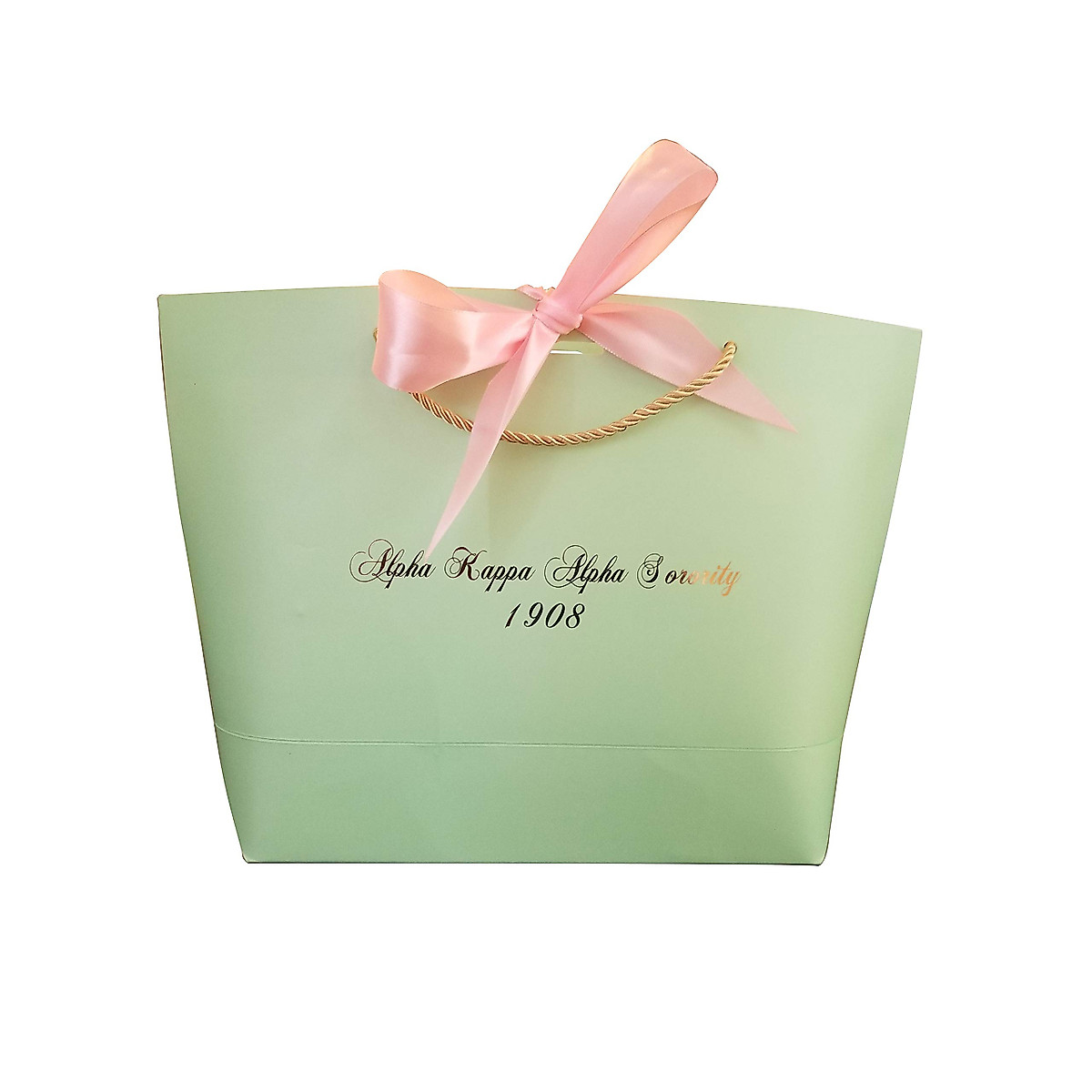 AKA Sorority Paraphernalia Large Gift Bags with Handles- 14x11x4 inch Kraft Paper with Bow Ribbon (2-Pack)