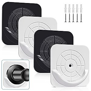 Shower Curtain Rod Holder, Adhesive Shower Rod Holder for Bathroom, 4 Pack Shower Curtain Rod Mount Holders, No Drilling, Stick On, Waterproof, White and Black (Rod Not Included)