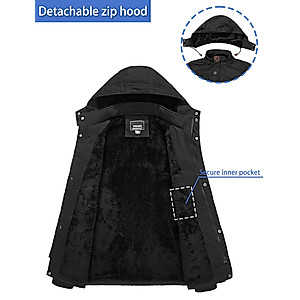 TACVASEN Mens Winter Jacket Fleece Warm Jackets Winter Coats for Men Military Work Coat with Hooded Black L