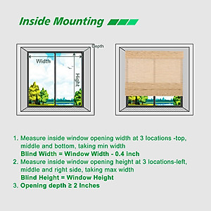 Comzone Blinds Cordless Blackout Bamboo Roman Shades, Easy Installation Natural Bamboo Woven Wood Window Shades, Custom Privacy Lined Bamboo Blinds with 6 Inches High Valance for Windows, Espresso