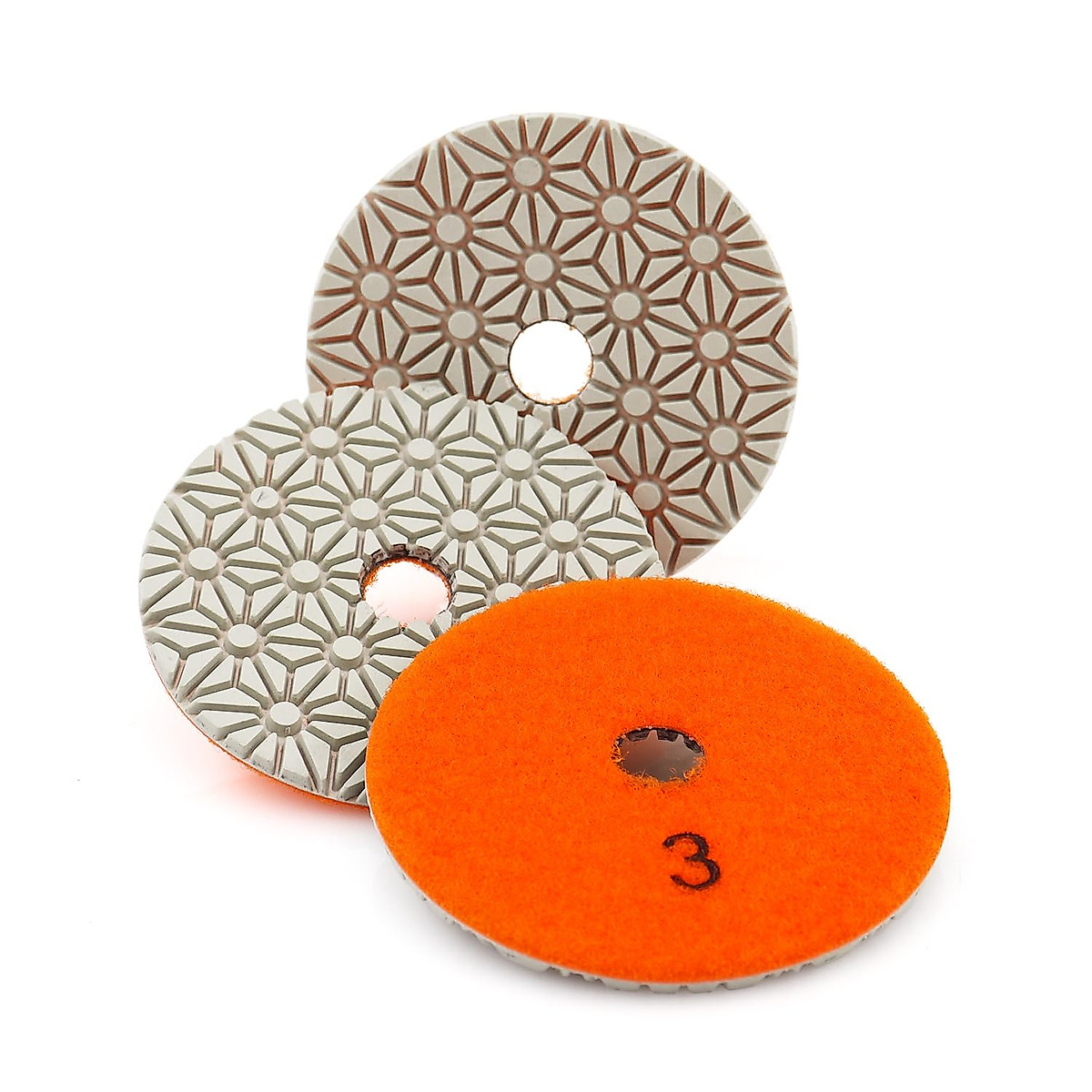 YDROWN 3 Step Diamond Polishing Pads 4 Inch Stone Abrasive Grinding Wheel Wet Use 3Pcs Step3 for Granite Marble Quartz Concrete (Step3-3PCS)