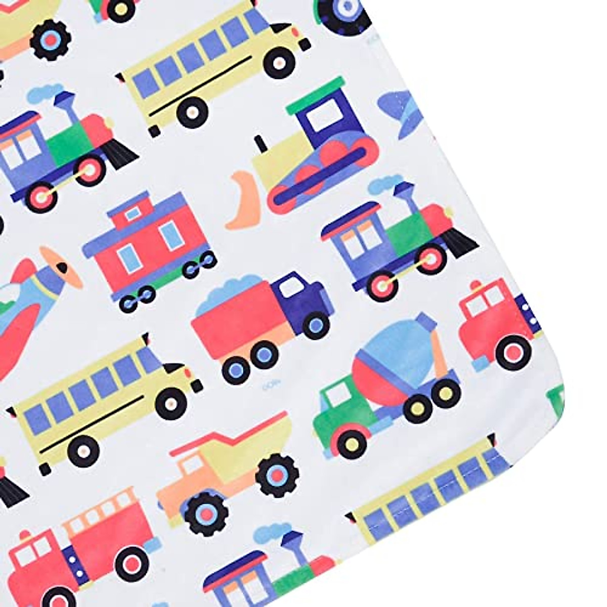 Wildkin Cotton Fitted Crib Sheet Bundle with Plush Throw Blanket (Trains, Planes & Trucks)