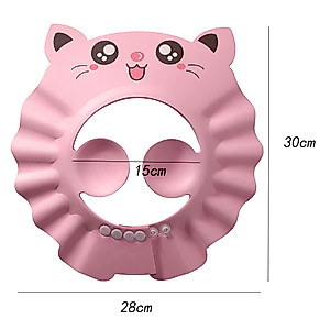 Anller 3 Pieces Baby Shower Cap, Soft Adjustable Bath Shampoo Cap with Ear Protection, Funny Cartoon Bathing Cap for Children, Kids and Toddlers(Pink+Blue+Yellow)