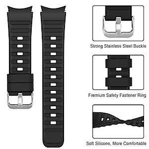 Tasikar No Gap Bands Compatible with Samsung Galaxy Watch 7/6/5/4 Band 40mm 44mm/Watch 6 Classic Band 43mm 47mm/Watch 5 Pro/4 Classic, Soft Silicone Sport Strap for Women Men, Black