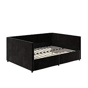 DHP Theo Daybed with Storage Drawers, Full, Black Velvet