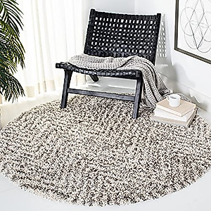SAFAVIEH Hudson Shag Collection 9' x 12' Ivory/Grey SGH375A Chevron Non-Shedding Living Room Bedroom Dining Room Entryway Plush 2-inch Thick Area Rug