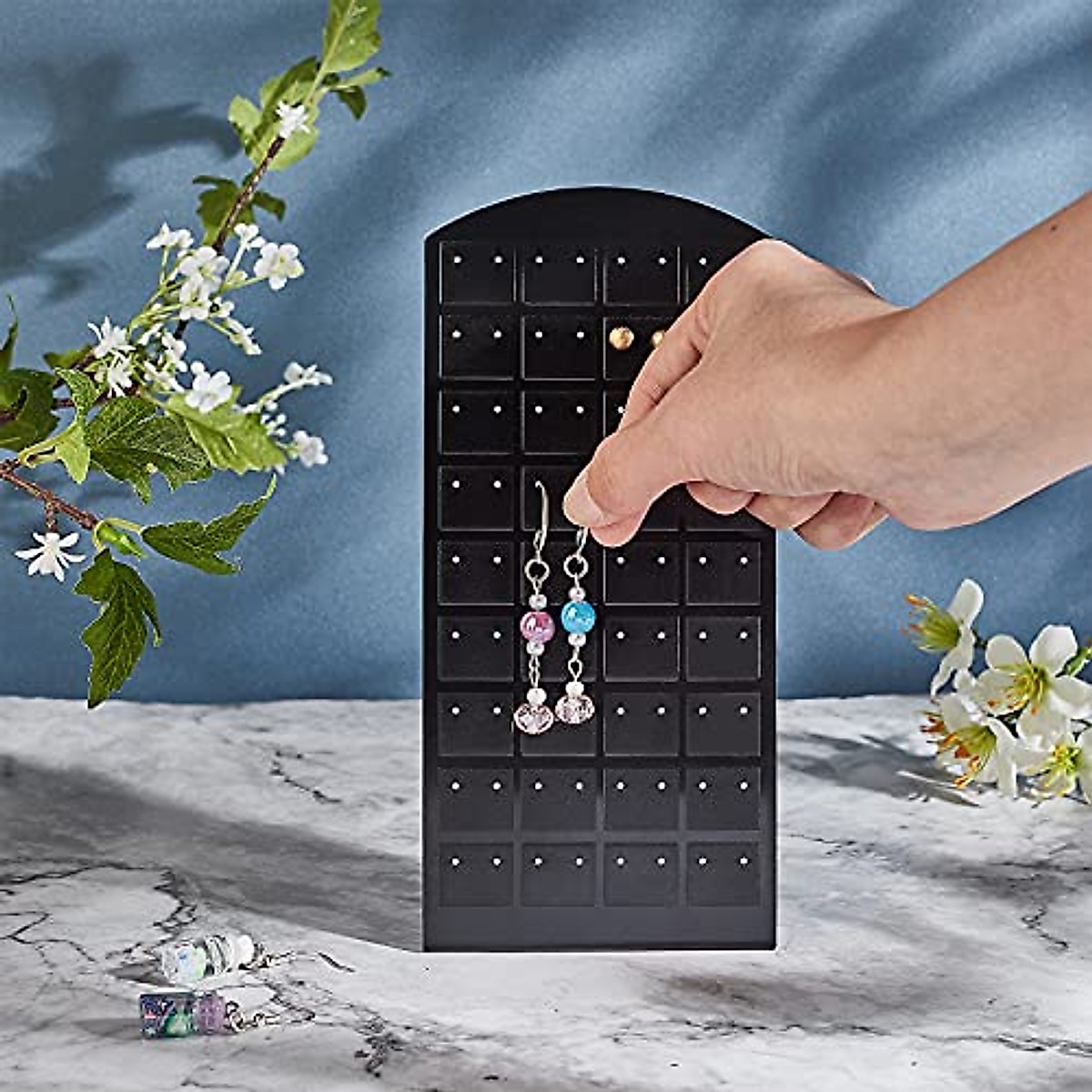 PH PandaHall 10 Packs 72 Holes Earring Holder Organizer Acrylic Ear Stud Earring Display Rack Organizer Stand L-Shape Earrings Ear Studs Jewelry Show Plastic Display Showcase (7.5 x 3.5 x 1.8 Inch)