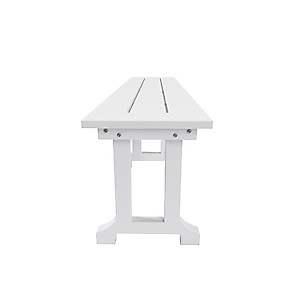 WO Outdoor Furniture 65” Long Trestle Horizontal Poly Lumber Bench Seat Chair, UV and Weather Resistant, Perfect for Dining, Patio, Garden, Balcony, Porch, Backyard, (White)