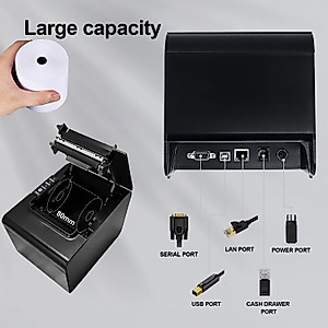Milestone Thermal Receipt Printer,3'1/8 80mm POS Printer with Auto Cutter, Kitchen Printer for Restaurant with USB Serial Ethernet LAN ESC/POS Command Cash Drawer