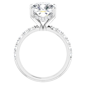 14K Gold Handmade 5 CT Cushion Cut VVS1 Colorless Moissanite Engagement Rings for Women Bridal Set Moissanite Wedding Rings for Gifts (White Gold, 7.5)