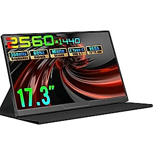 Bimawen 17.3 inch 2K Portable Monitor for Laptop - Ultra Slim,Compatible with Phones, Switch,PC,Laptop,Raspberry Pi 4,PS3,PS4 (1440p)