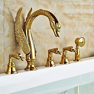 Swan Shape Bathtub Faucet Widespread Bathroom Tub Sink Mixer Tap Handles Bathroom Faucet Artistic Mixer Faucet,Kitchen faucets