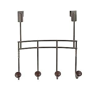 Spectrum Diversified Cambridge Over The Door 4 Hook Rack for Storage and Organization of Entryway Bedroom, Coffee/Graphite