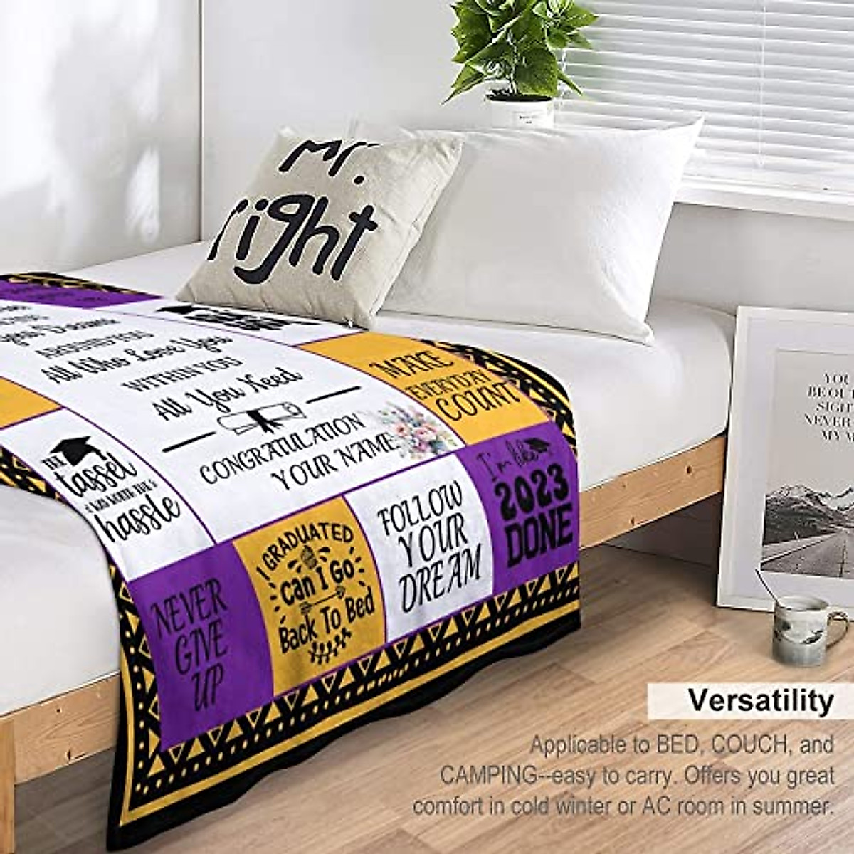 NICEFORNICE Custom Graduation Blanket Gifts, 40"x30" Cozy Flannel Throw Blankets, Personalized Graduate Class of 2023 Gift for Her Him, Senior School University College Students