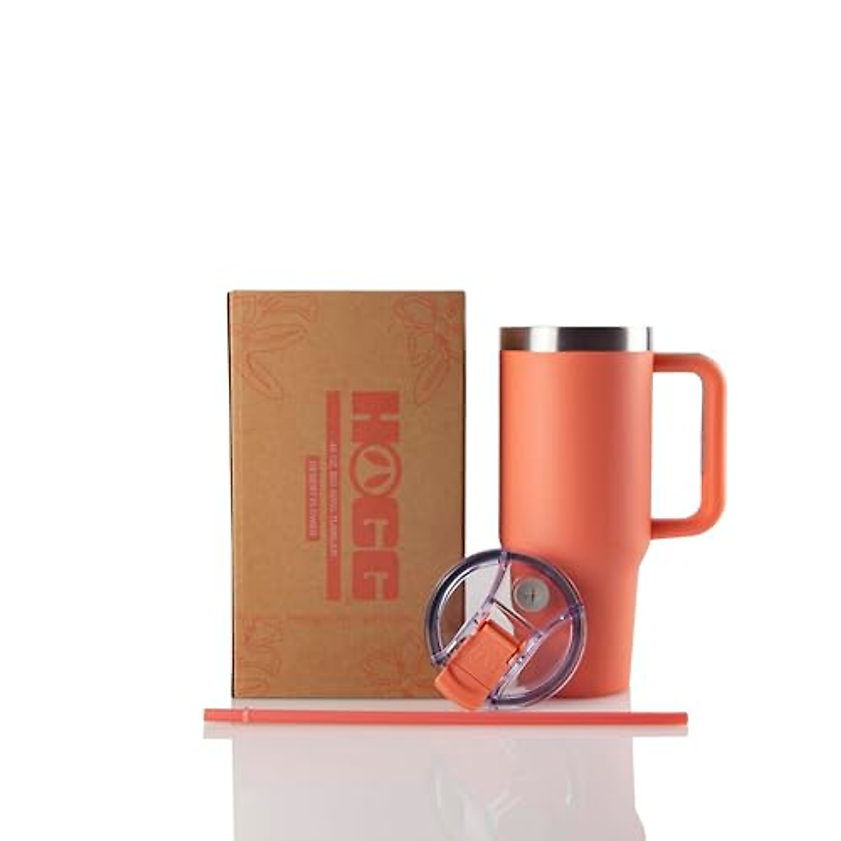 Hogg Big Swig 40 oz Tumbler with Handle and Straw - Desert Flower, Advanced Design Spill Proof Tumbler with Straw, Insulated Cups with Lids and Straws, 40oz Tumbler with Handle, Orange Tumbler
