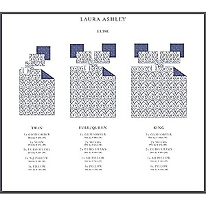Laura Ashley Home - Elise Collection - Luxury Ultra Soft Comforter, All Season Premium Bedding Set, Stylish Delicate Design for Home Décor,Blue, Twin