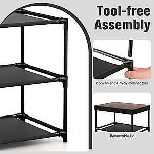 Giantex Nightstand with 2 Fabric Drawers, Small Storage Dresser with Metal Frame and Wood Top for Closet, 2-Drawer Bedside Table with Removable Lid for Bedroom Dorm, Easy Assembly (1, Black)