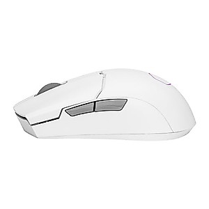 Cooler Master MM712 Wireless Gaming Mouse White with Adjustable 19,000 DPI, 2.4GHz and Bluetooth, Ultraweave Cable, PTFE Feet, RGB Lighting and MasterPlus+ Software