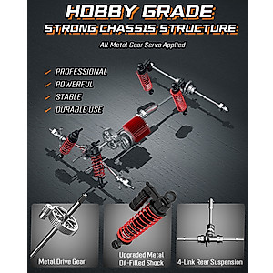 caivun 1:14 Scale Big RC Car, RC Cars 4WD Off Road Hobby Trucks 40+ KM/H High Speed Remote Control Car with Two 1500mAh Batteries, 2.4GHz All Terrain Toy Vehicle Crawler Gift for Adults Teens Boys