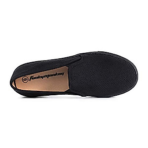 FUNKYMONKEY Women's Slip On Sneakers Preforated Comfortable Walking Casual Shoes (7 M US, Hole Black)