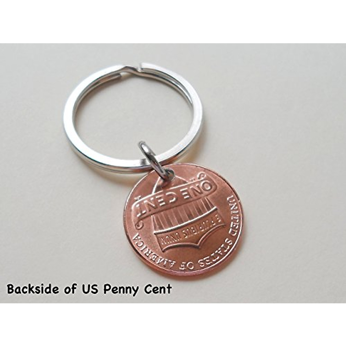 2017 Penny Keychain With Heart Around Year; 6 Year Anniversary, Couples Keychain