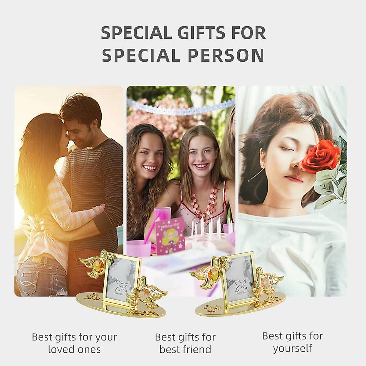 Crystocraft Picture Frames, Cross with Brilliant Cut Austrian Crystal Studded Baby Memories Frame Keepsake Frame Photo Frame 5.47 X 3.22 Inch for Baby Boy, Baby Girl