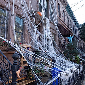 Joyseller 1200sqft Spider Web Halloween Decorations Outdoor, Stretchy Spider Webbing with 50pcs Spiders, Giant Halloween Spider Web Decor