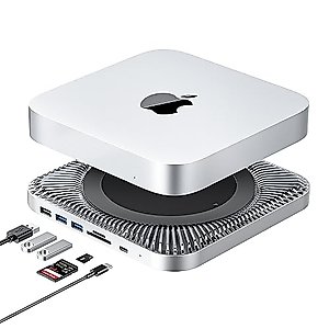 Mac Mini Hub & Type-C Stand with SSD Enclosure – Mac Mini Stand - Fits 2.5 Inch SATA SSD, USB-C Data Port, Dual USB 3.0/2.0 Port, Micro/SD Card Readers – for Mac Studio, Mac Mini M1 M2