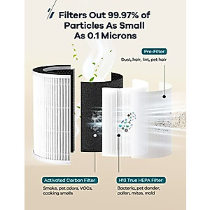WELOV P100 / P100 Pro Air Purifier Replacement Filter, 3-in-1 H13 True HEPA and High-Efficiency Activated Carbon Filter for Pet Dander Hair Pollen Dust Mite Smoke Kitchen Odor