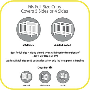 BreathableBaby Breathable Mesh Crib Liner - Deluxe Muslin Collection - White - Fits Full-Size Four-Sided Slatted and Solid Back Cribs - Anti-Bumper