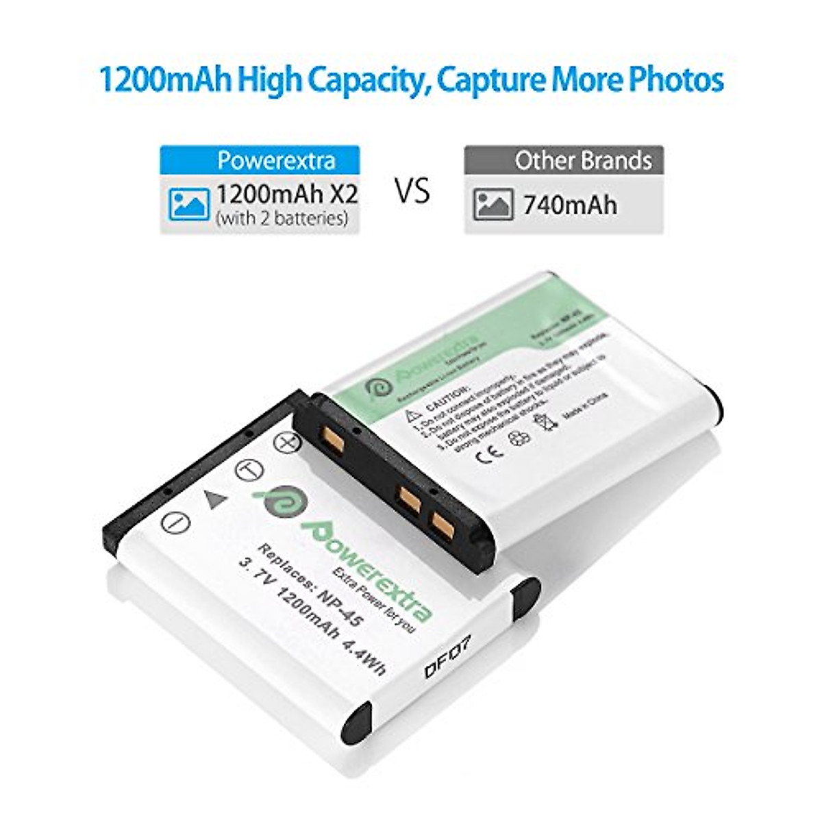 Powerextra 2 x NP-45A NP-45B NP-45S Battery and Charger Compatible with Fujifilm INSTAX Mini 90 Fujifilm FinePix XP140 XP130 XP120 XP90 XP80 XP70 XP60 XP50 XP30 XP20 T560 T550 T510 T500 T400 T360