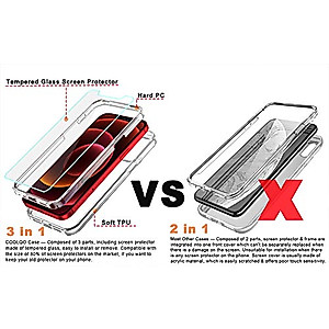 COOLQO Compatible for iPhone 12 /iPhone 12 Pro Case 6.1 Inch, with [2 x Tempered Glass Screen Protector] Clear 360 Full Body Silicone Protective Shockproof for iPhone 12/12 Pro Cases Phone Cover