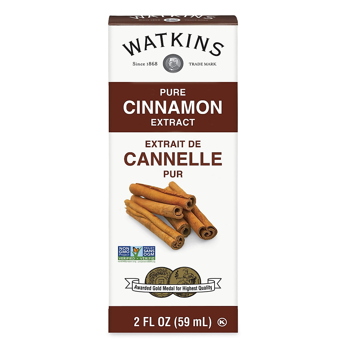 Watkins Pure Cinnamon Extract, Non-GMO, Kosher, 2 oz. Bottle, 1-Pack
