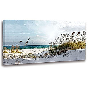 Beach Decor Ocean Decor Beach Wall Art Pictures for Bedroom Living Room Office Beach Wall Decor Ocean Decorations Framed Wall Art Bathroom Paintings Canvas Wall Art Sunshine Sea Waves Artwork 20"X40"