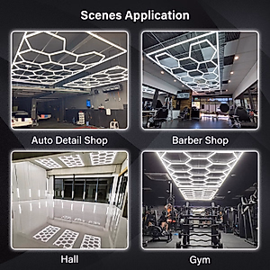 LED Hexagon Lights - LED Hexagon Garage Lights, 548W 65760 Lumen, Hexagon Ceiling Lighting, Cool White Light 6500K, for Garage Gym Barber Shop