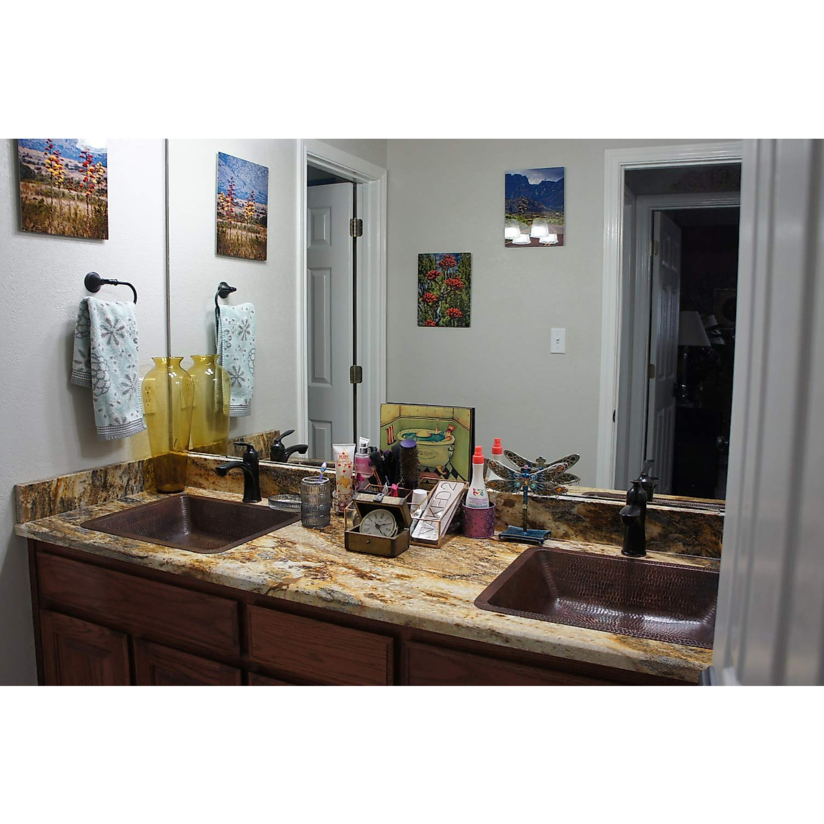 Premier Copper Products LREC19DB 19-Inch Hammered Copper Bathroom Sink, Oil Rubbed Bronze