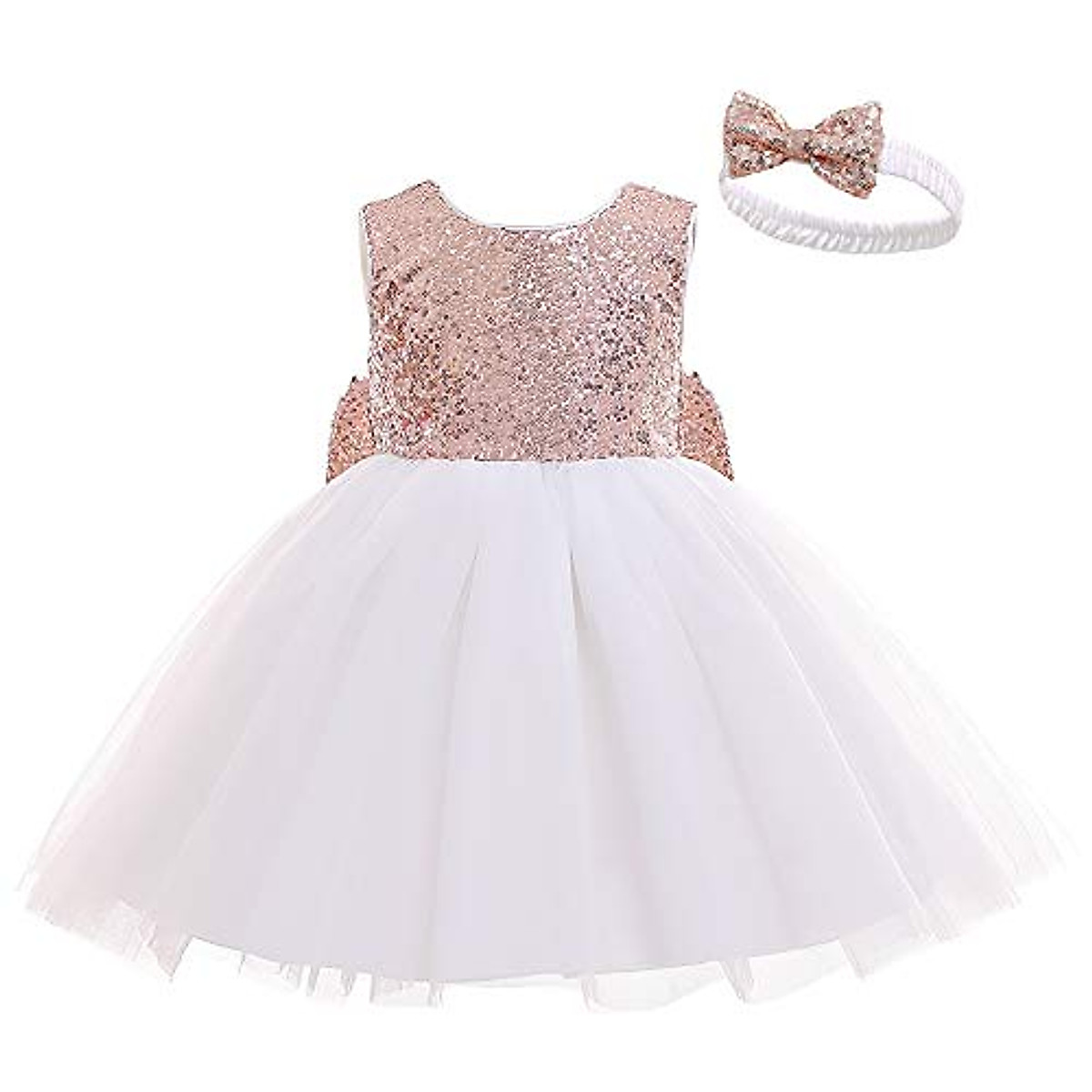 LZH Flower Girl Dress Baby Toddlers Sequin Dress Tutu Kids Party Dress Bridesmaid Wedding Gown