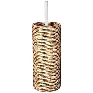 KOUBOO 1030058 La Jolla Hand Woven Rattan Toilet Roll Stand Pendant Lamp, White Wash